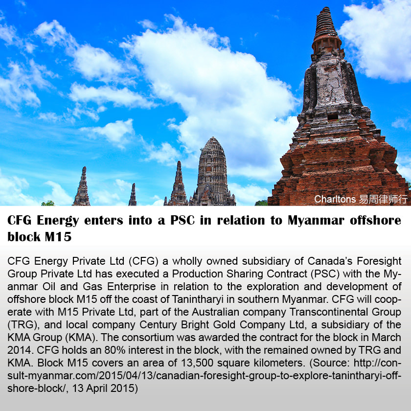 CFG Energy enters into a PSC in relation to Myanmar offshore block M15 ...