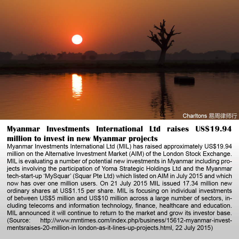 Myanmar Investments International Ltd raises US$19.94 million to invest ...